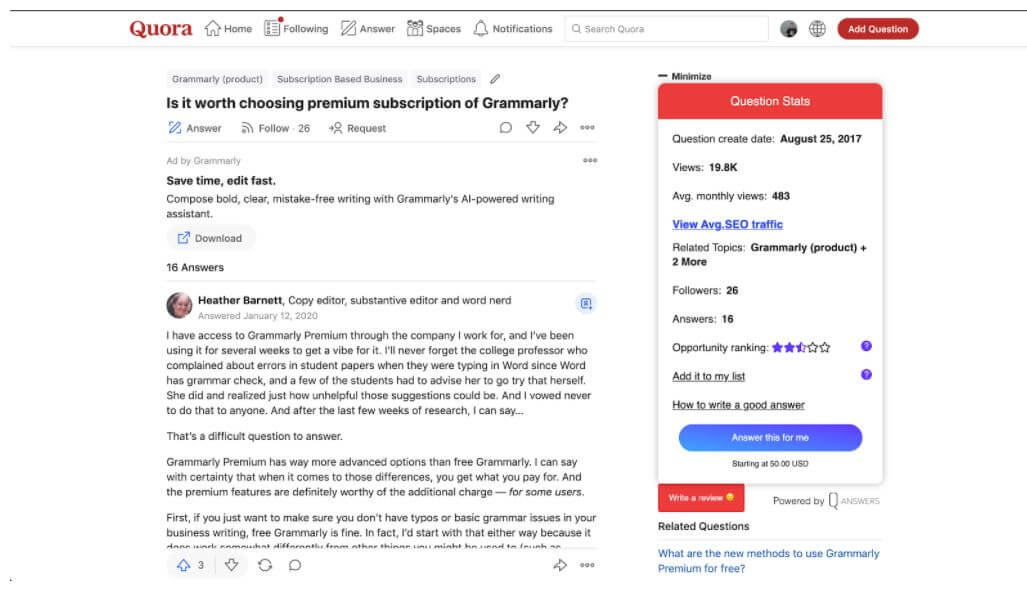 Quora Marketing Tips & Stats - Oubtrain.com