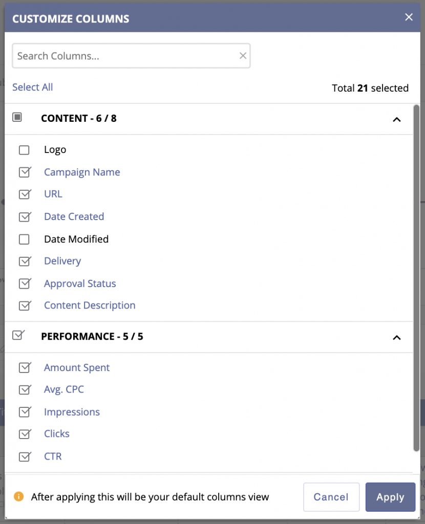 Performance Reporting Customization | FAQ | Outbrain Help