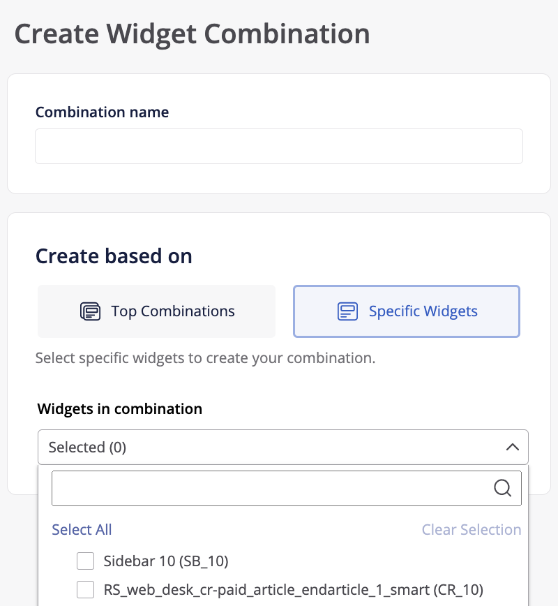 How to create Widget Combinations? - English (US)