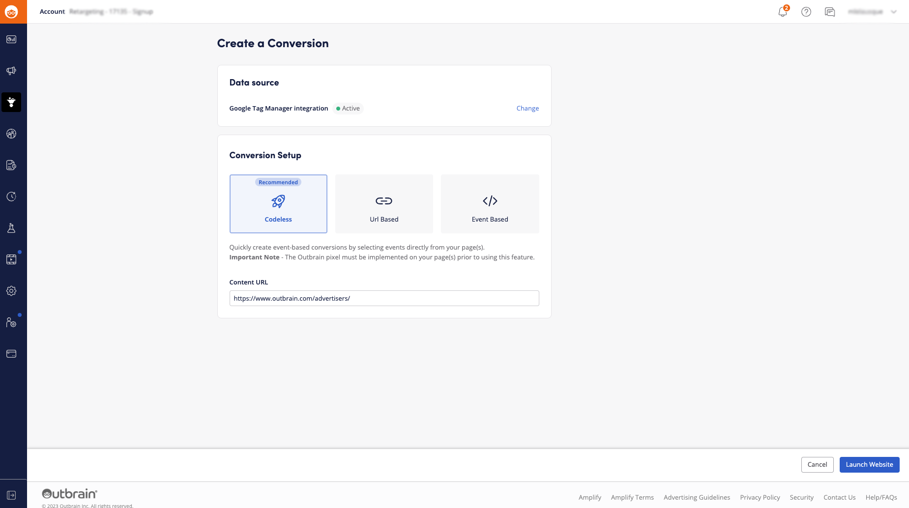 What is Codeless Conversion and how to use it? – Outbrain Help